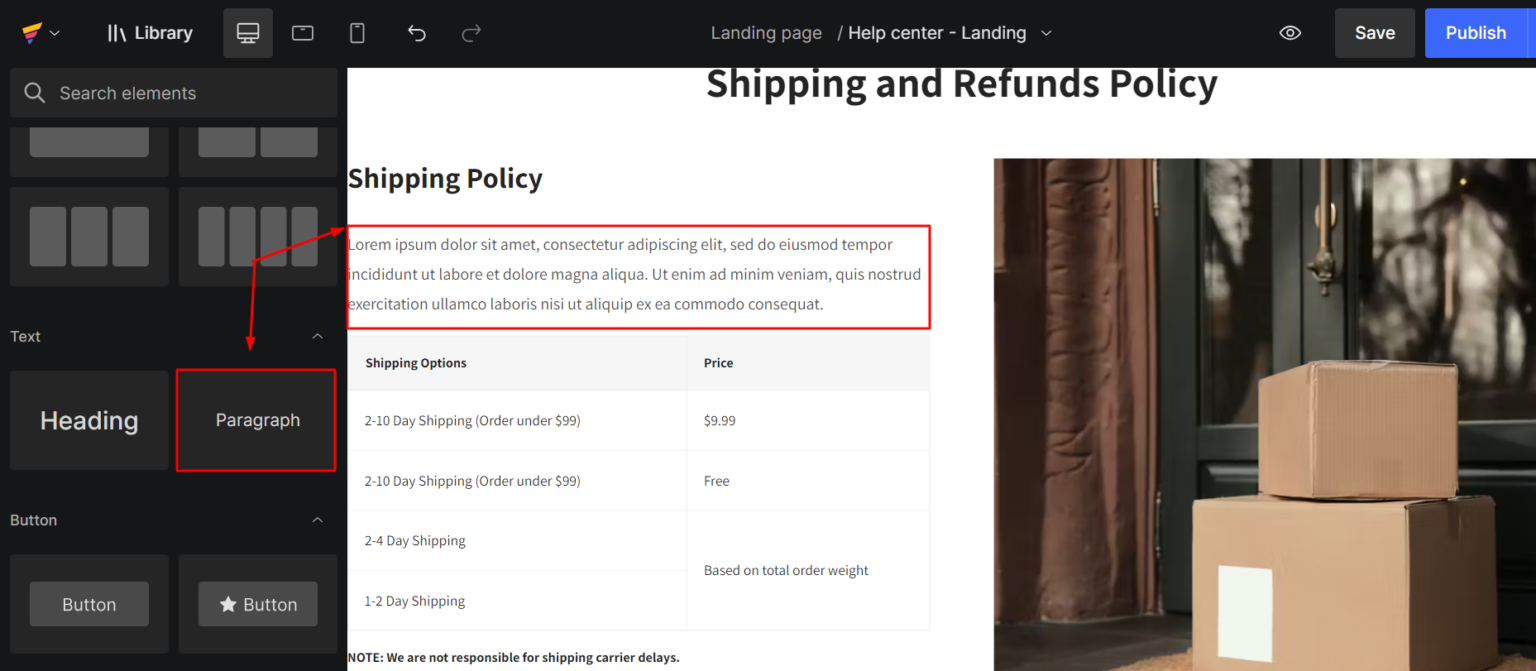 Text Block Element - Help Center