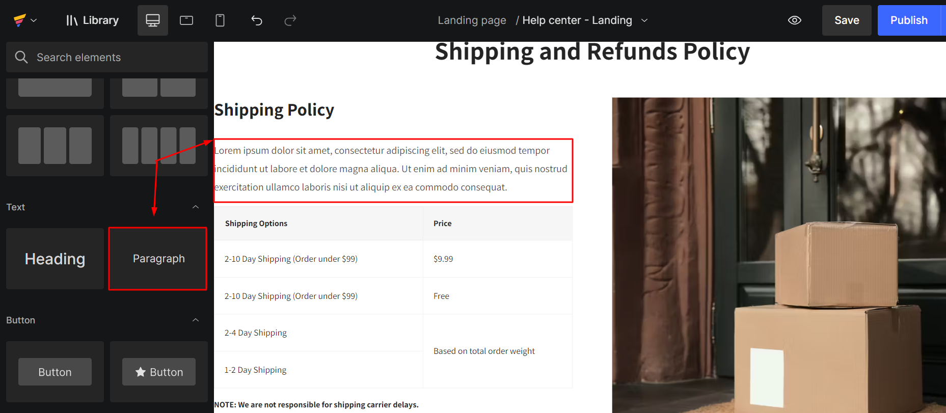 Text Block Element - Help Center