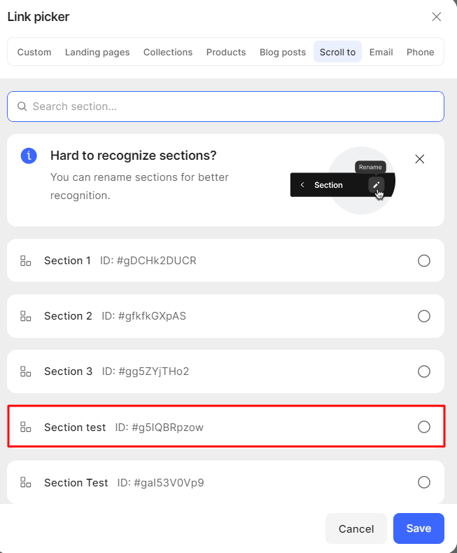 Create a Link to Scroll to a Specific Section on Your Page - Help Center