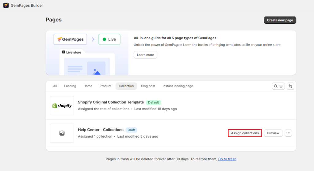 Set a GemPages Page as Default - Help Center