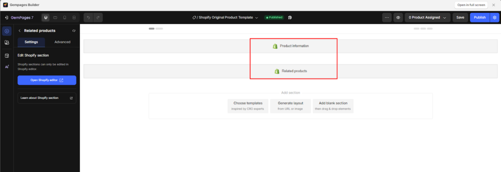 Edit Shopify Original Templates with GemPages - Help Center