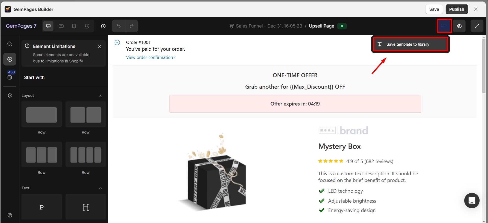 GemPages Sales Funnel: Save Template to Library Feature - Help Center