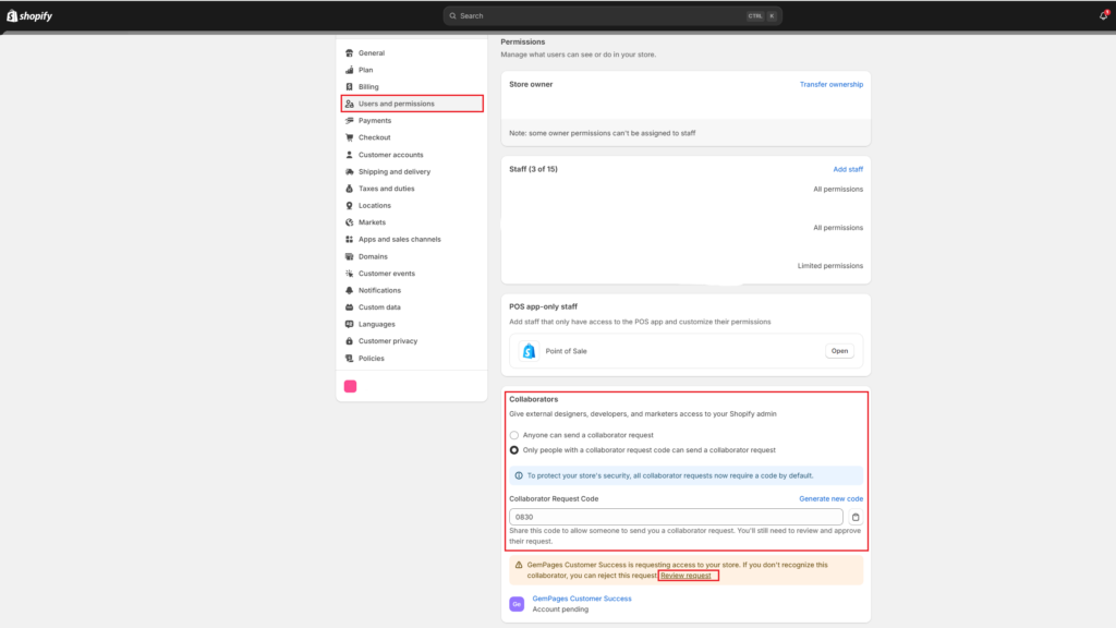 Grant Shopify Collaborator Access for Troubleshooting - Help Center