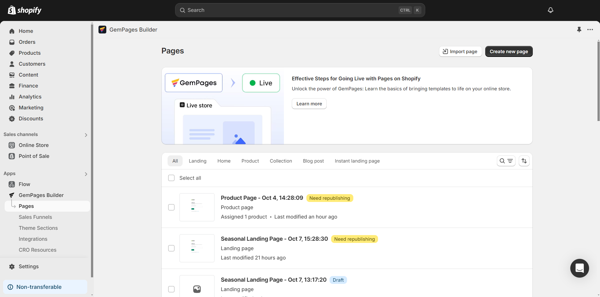GemPages Theme Section & FAQs - Help Center