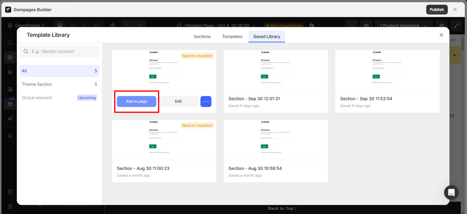 GemPages Theme Section & FAQs - Help Center