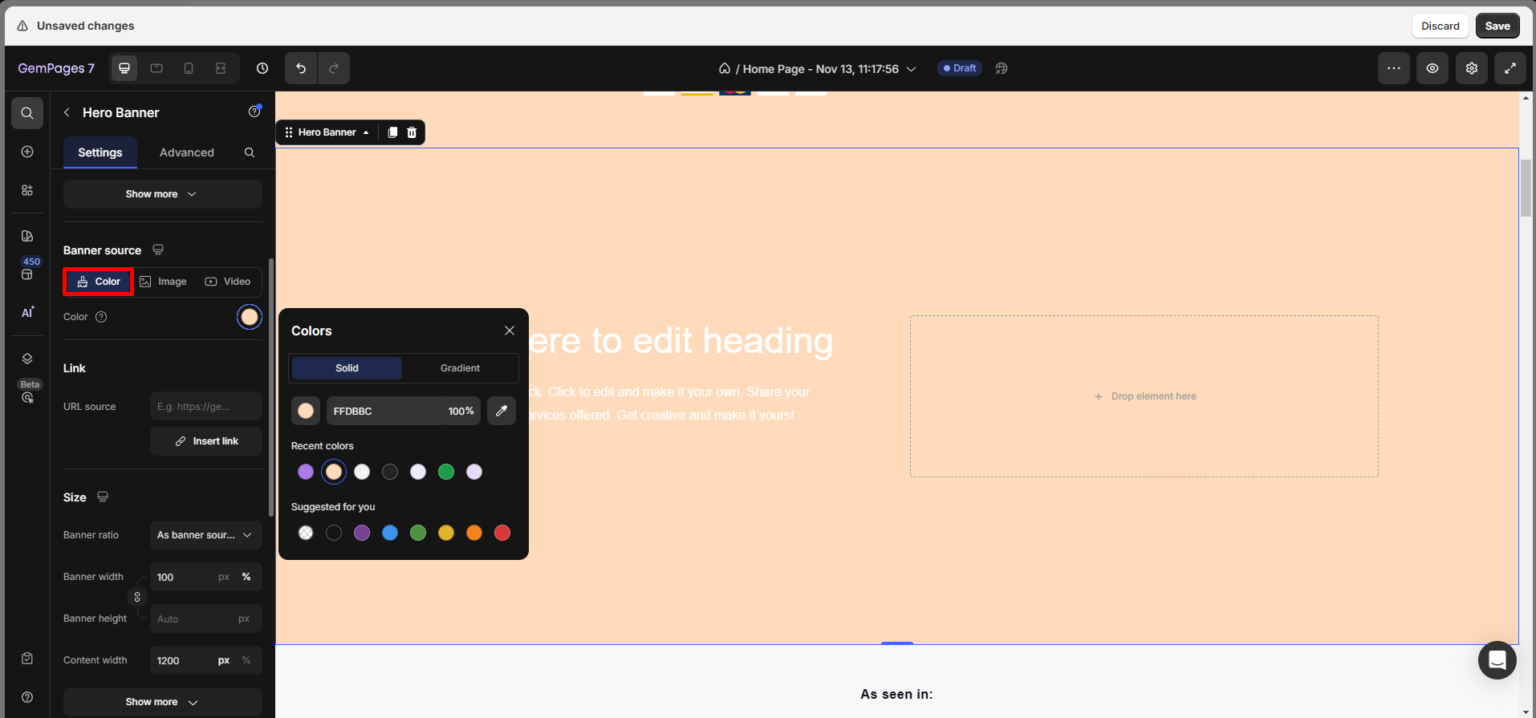 Design Hero Section with Hero Banner Element - Help Center