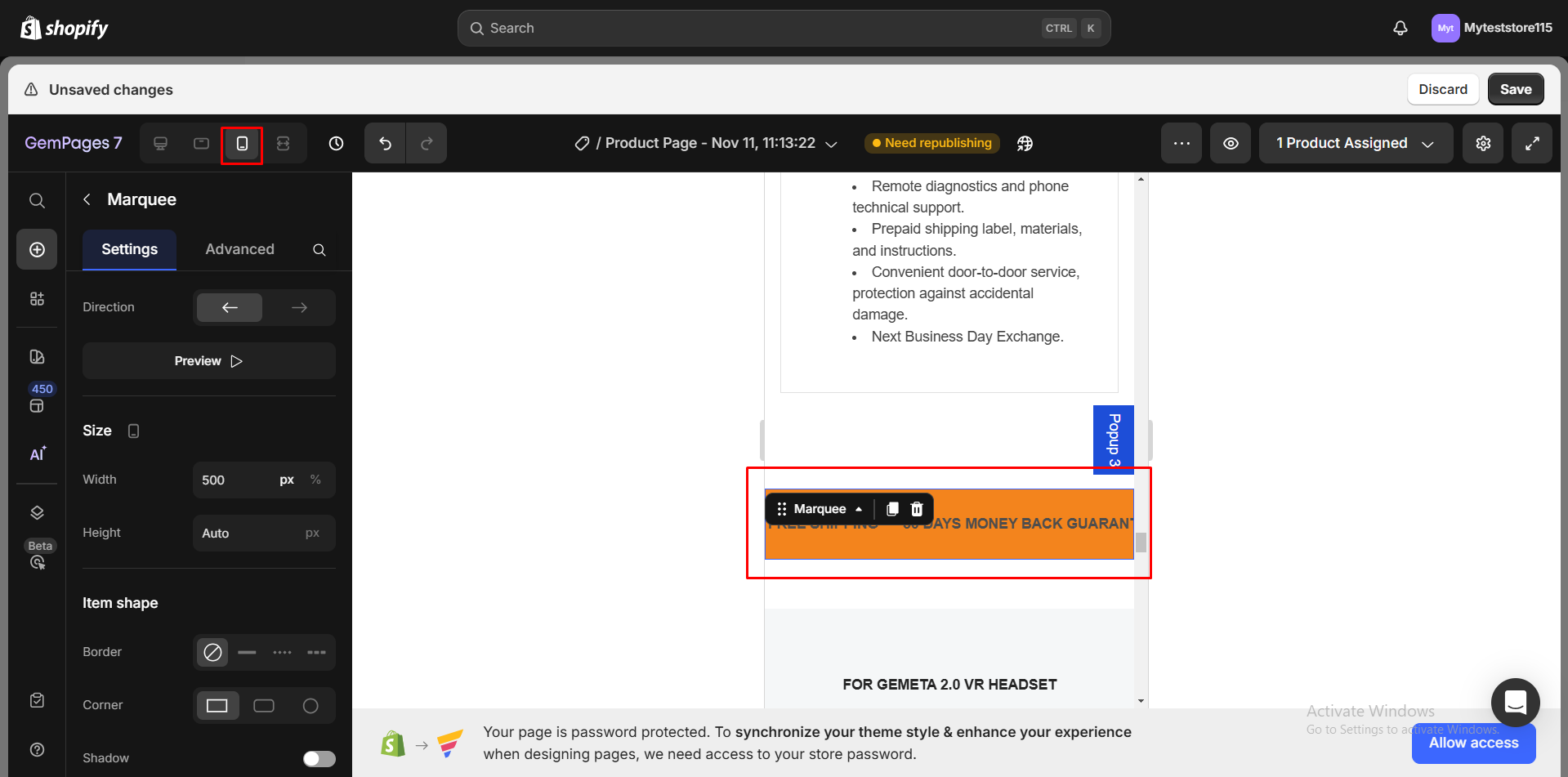 Design Announcement Bar section with Marquee element - Help Center