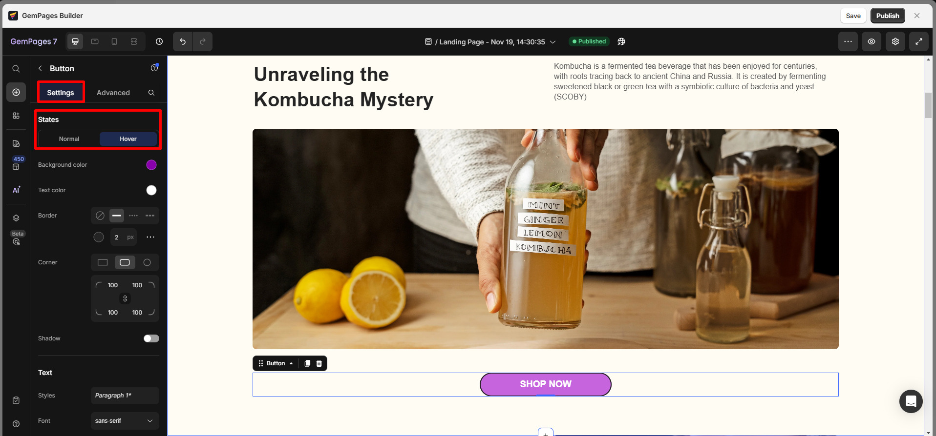 Change the Hover Styles of Button - Help Center