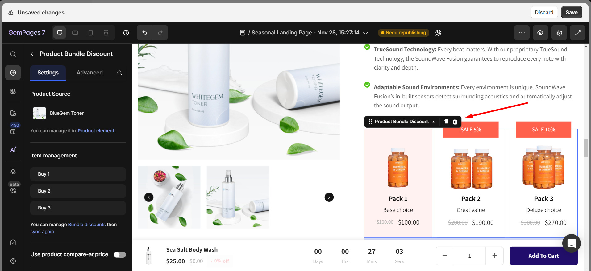 Design Volume Discount Bundle Section with Product Bundle Element ...