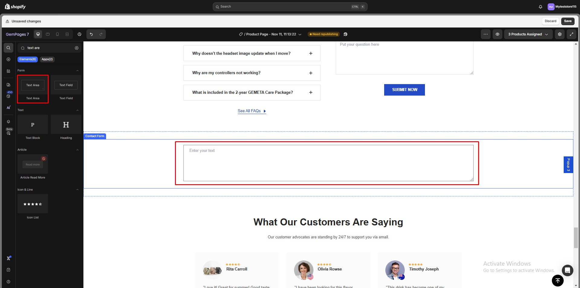 Text Area Element - Help Center