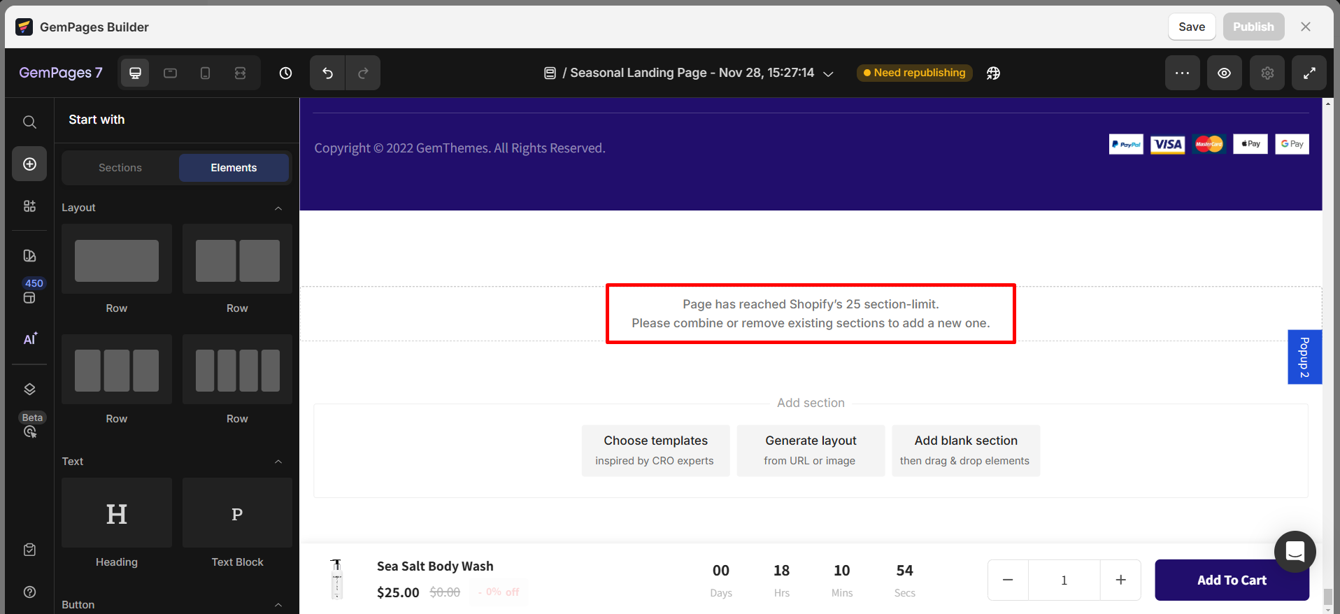 What is a section and how many can I create within a page? - Help Center