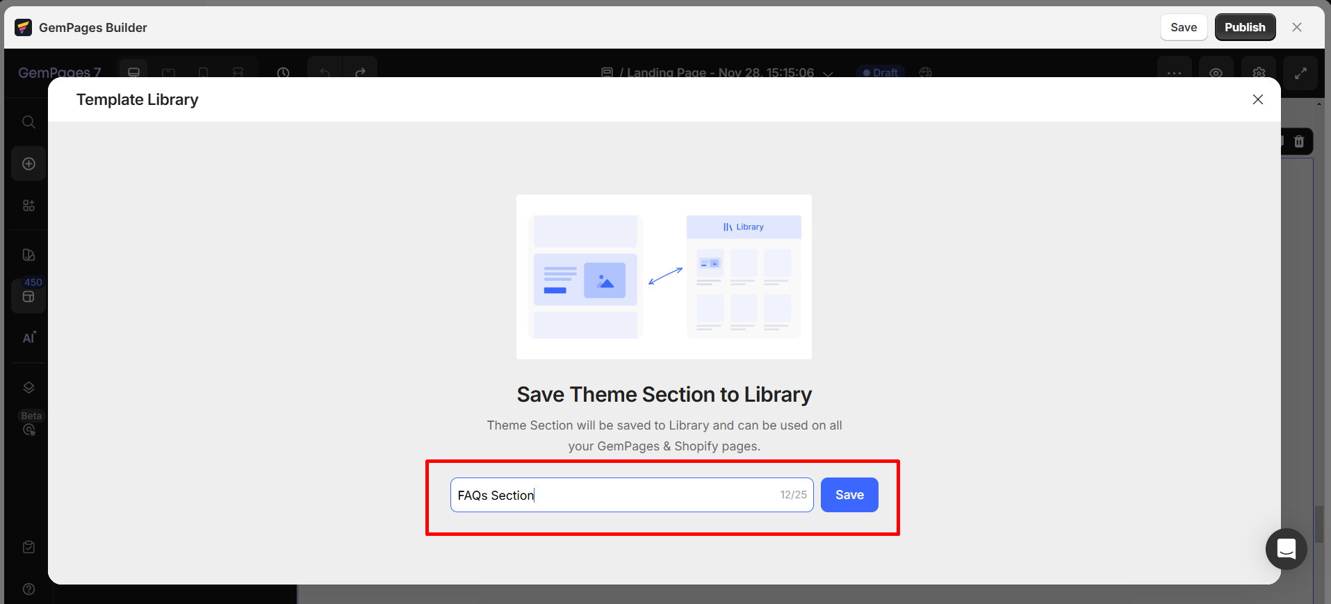 Create Global Section with Theme Section - Help Center
