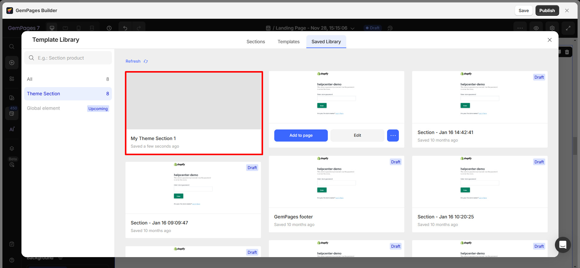 Insert Theme Section into my Shopify Theme - Help Center