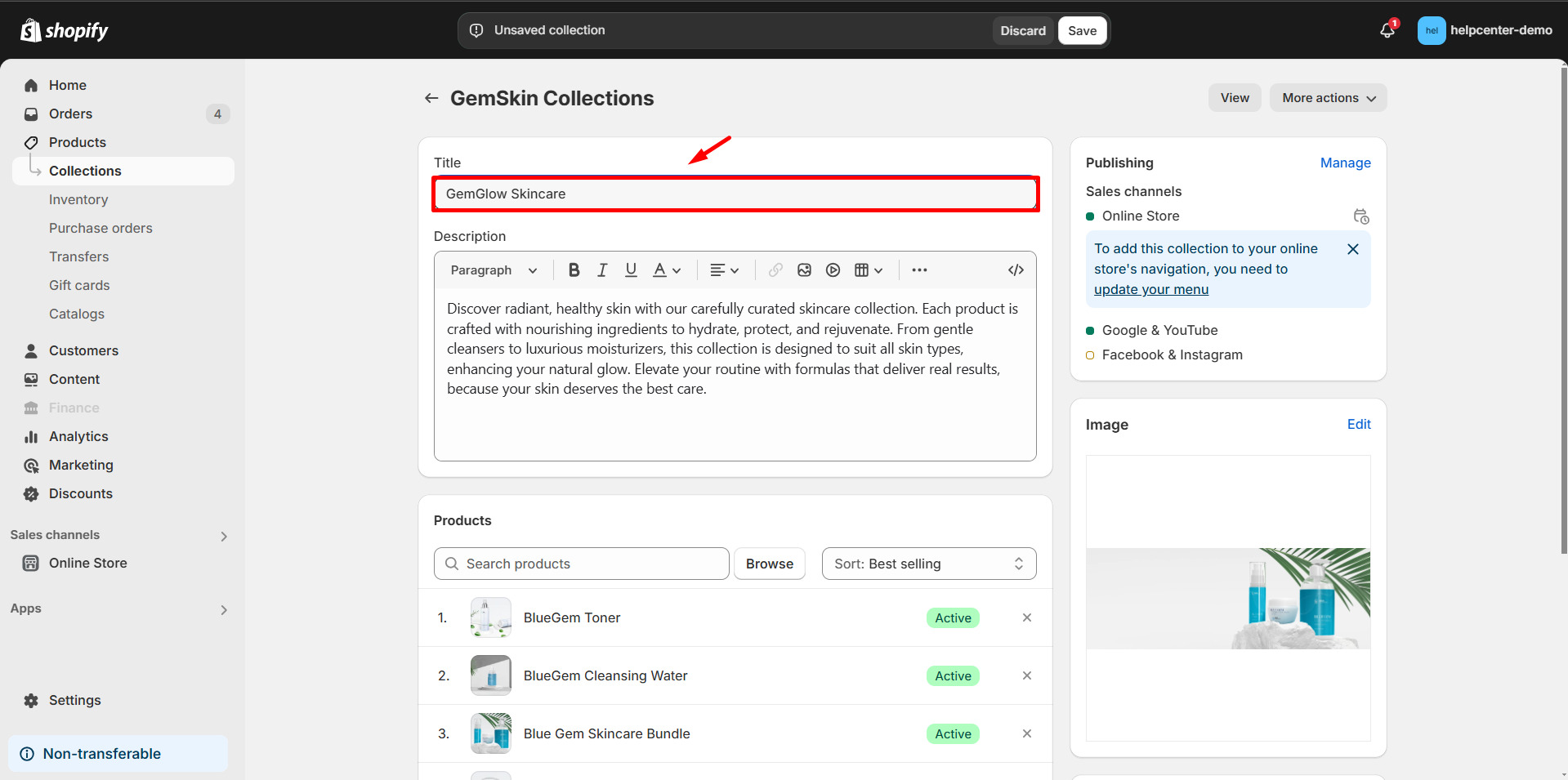 Collection Title Element - Help Center