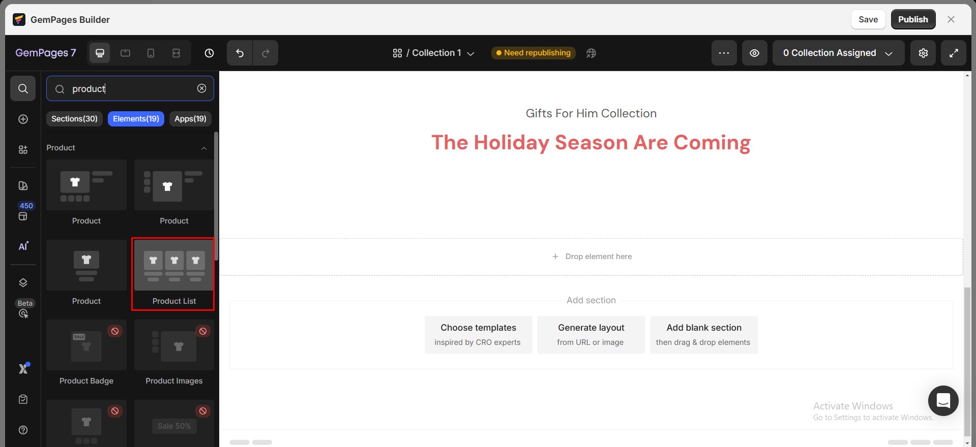 Create Product List Element - Help Center