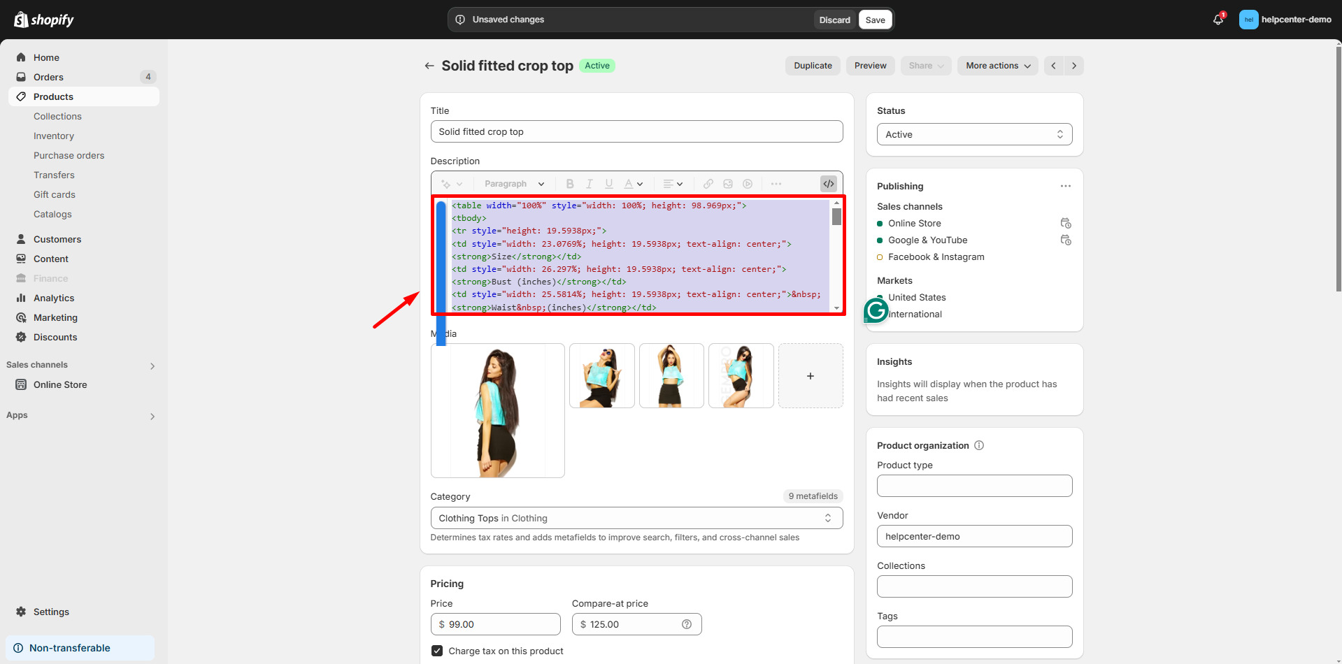 Add Size Chart to your Product Page - Help Center