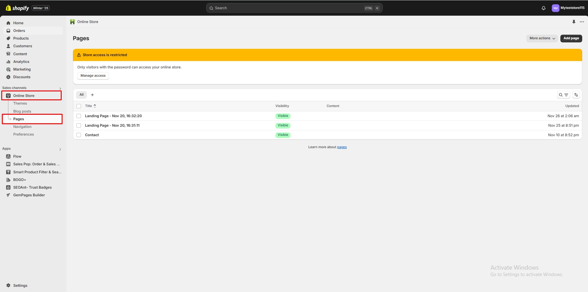 Unpublish a Live Page from Store - Help Center
