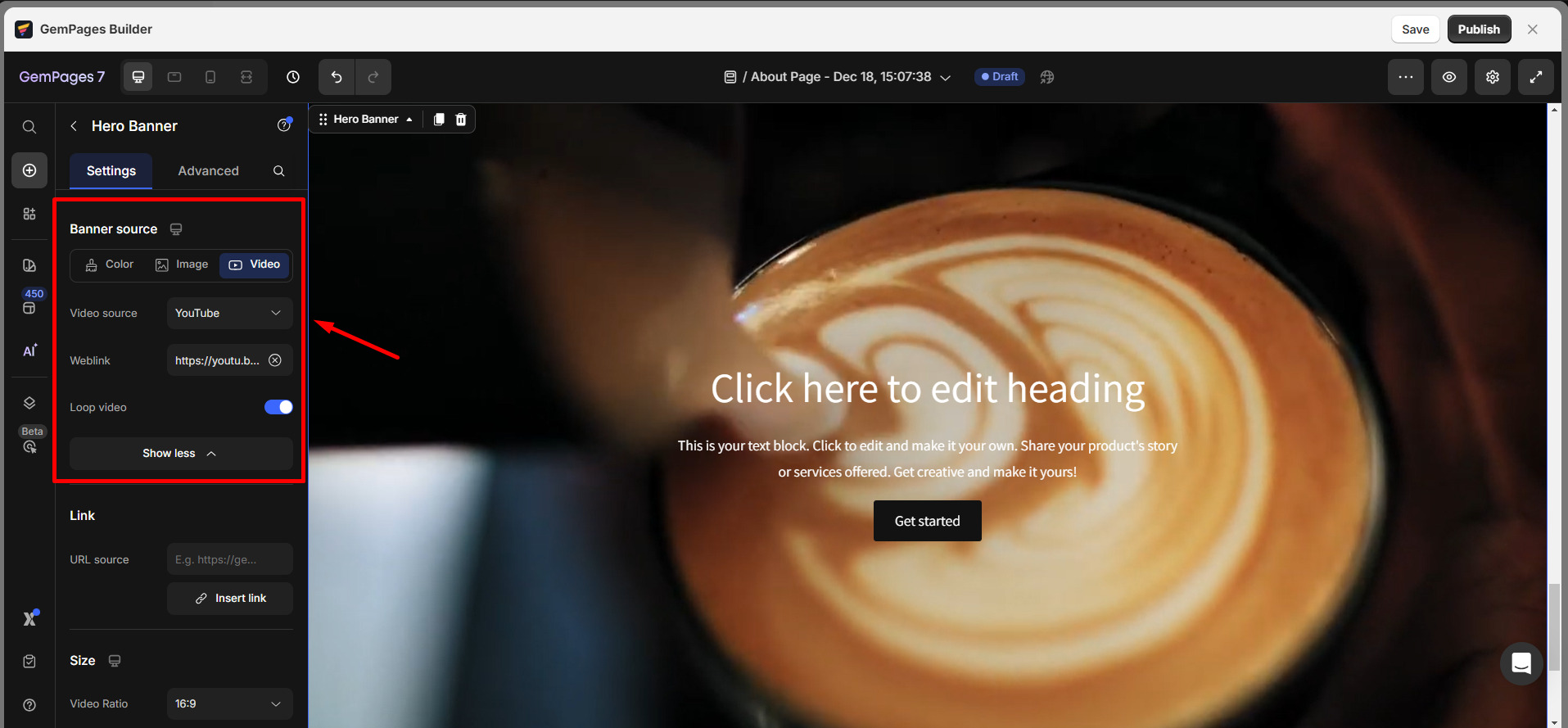 Video-Banner-Element – Hilfezentrum