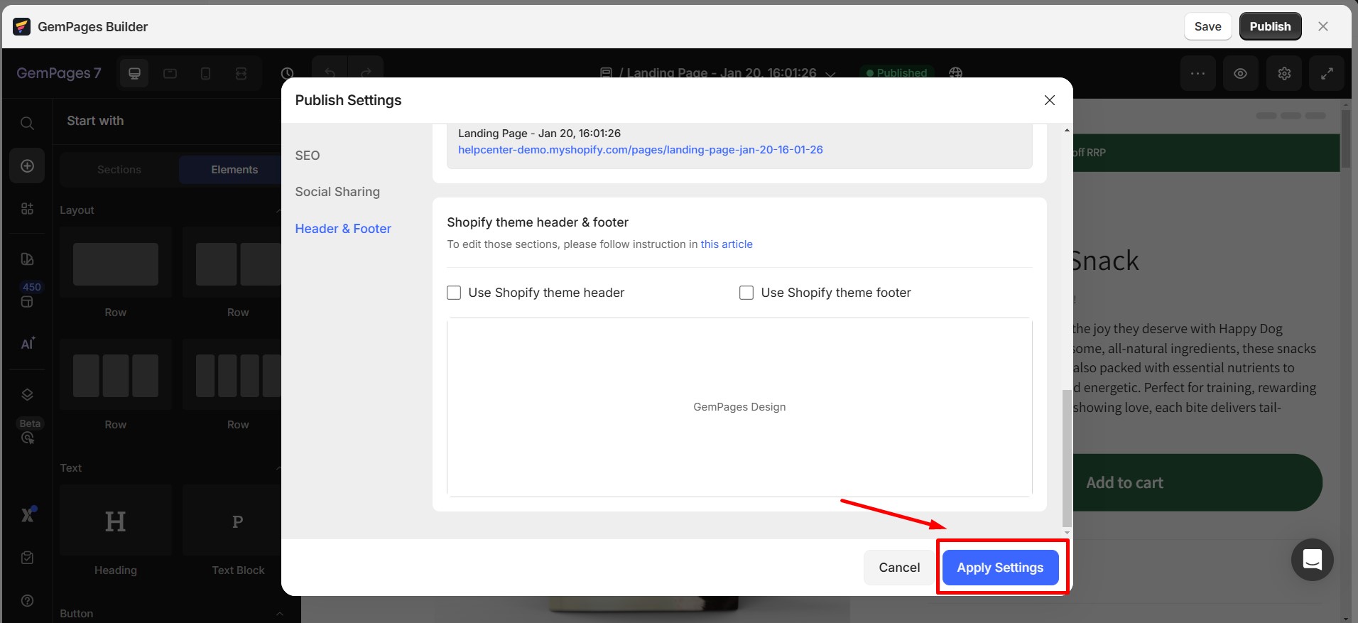 Remove the Header and Footer of Landing Page - Help Center