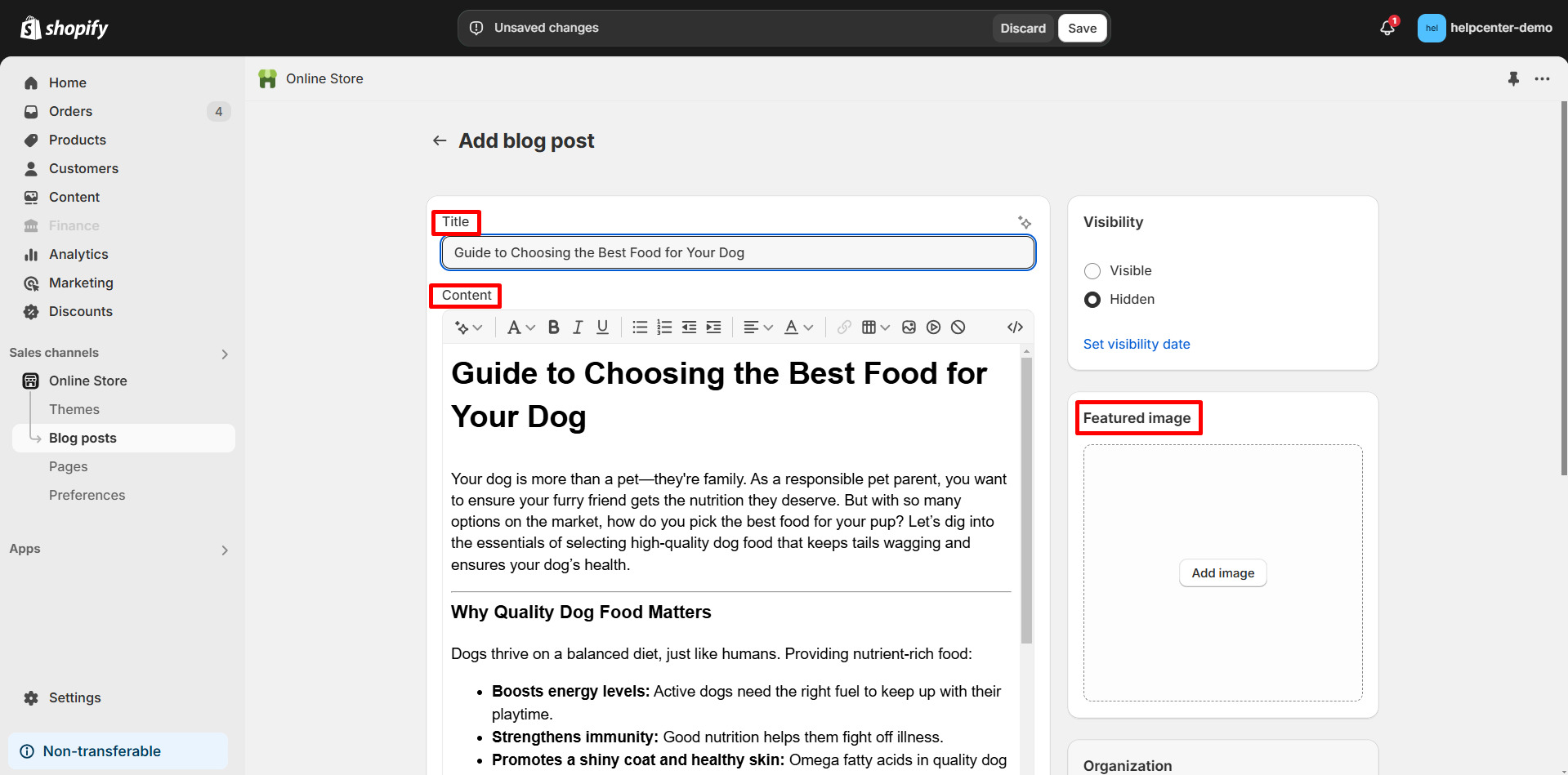 Create a New Blog Post - Help Center