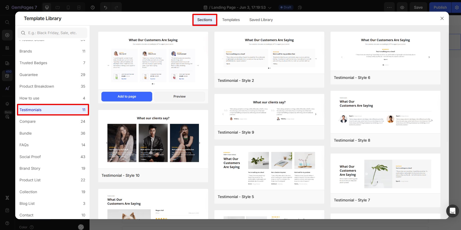 How to Create a Testimonial Page on Shopify Using GemPages - Help Center